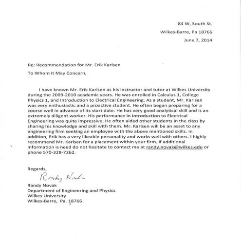 Randy Novak- LOR | PDF