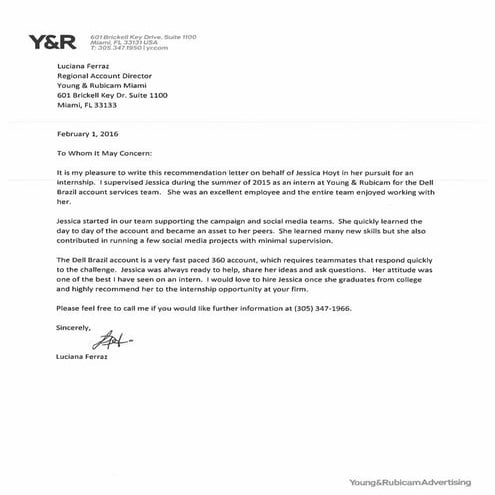 Y&R Reference Letter | PDF