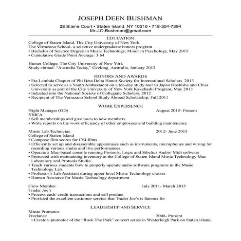 Joe's Resume | DOC