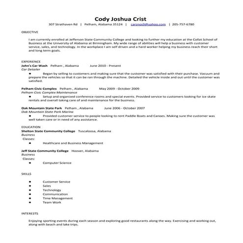 carznos9yahoo.comresume (1) cody resume | PDF