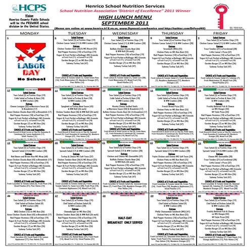 43555 hsns september middle menu 2011 | PDF