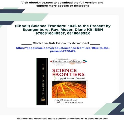 (Ebook) Science Frontiers: 1946 to the Present by Spangenburg, Ray, Moser, Diane Kit ISBN ...