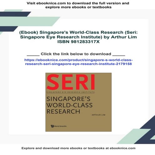 (Ebook) Singapore's World-Class Research (Seri: Singapore Eye Research Institute) by Arthur Lim ...