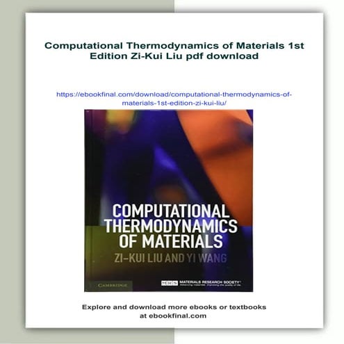 Computational Thermodynamics of Materials 1st Edition Zi-Kui Liu | PDF