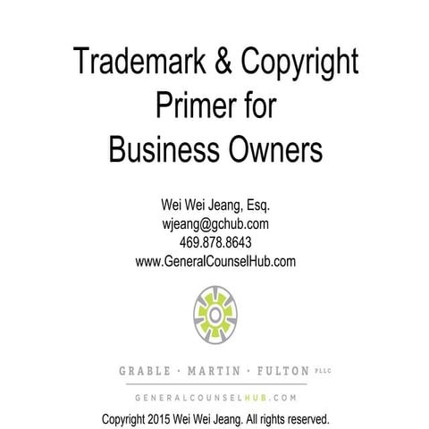 Business Owner Trademark Copyright Primer | PDF