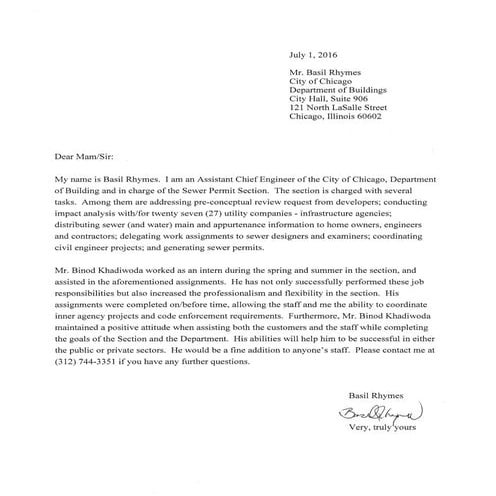 Letter of Recommendation | PDF | Civil Engineering Industry | Industries