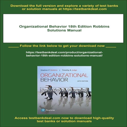 Organizational Behavior 18th Edition Robbins Solutions Manual | PDF