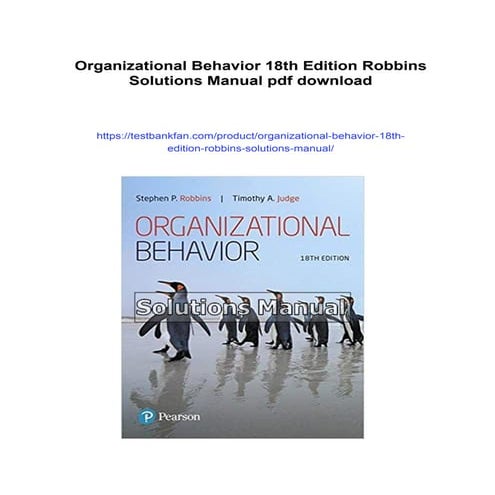 Organizational Behavior 18th Edition Robbins Solutions Manual | PDF