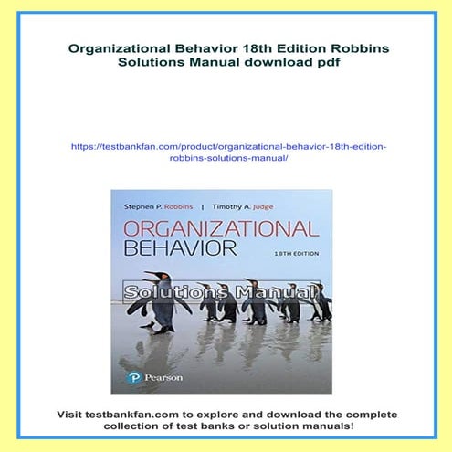 Organizational Behavior 18th Edition Robbins Solutions Manual | PDF