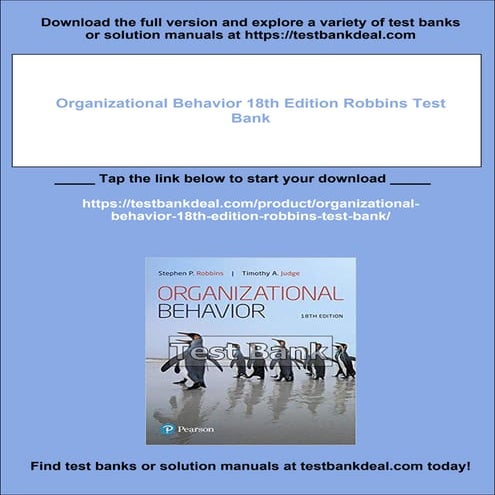Organizational Behavior 18th Edition Robbins Test Bank | PDF