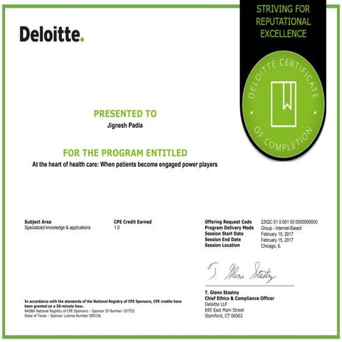 certificate from Deloitte | PDF