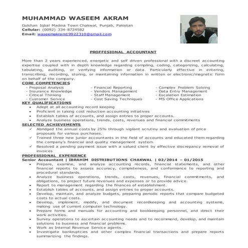 WASEEM AKRAM CV 2016 | PDF