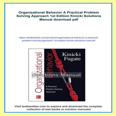 Organizational Behavior A Practical Problem Solving Approach 1st ...