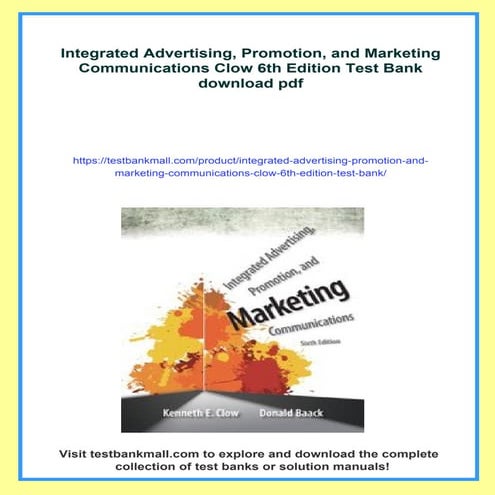 Integrated Advertising, Promotion, and Marketing Communications Clow ...