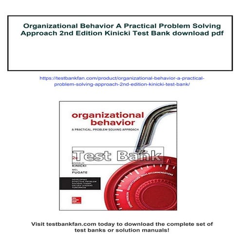 Organizational Behavior A Practical Problem Solving Approach 2nd ...