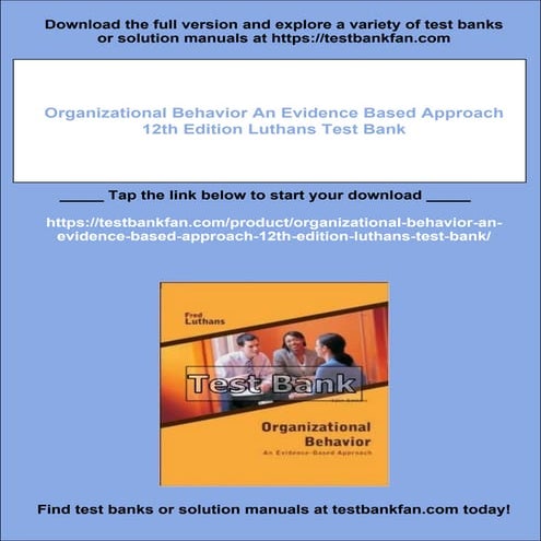 Organizational Behavior An Evidence Based Approach 12th Edition Luthans ...