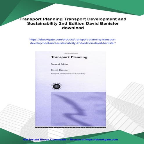Transport Planning Transport Development and Sustainability 2nd Edition ...