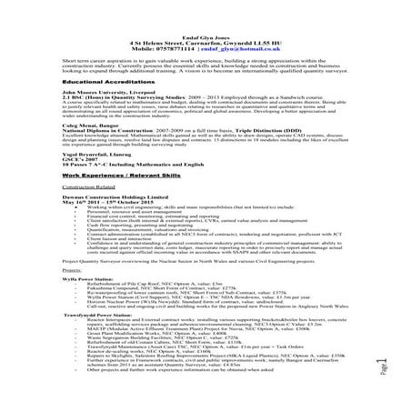 Endaf Glyn Jones CV | PDF