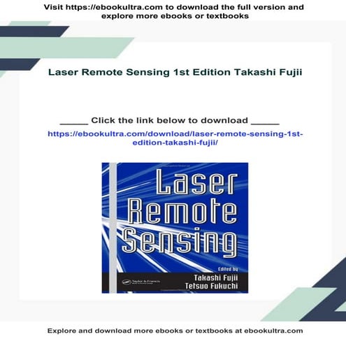 Laser Remote Sensing 1st Edition Takashi Fujii | PDF