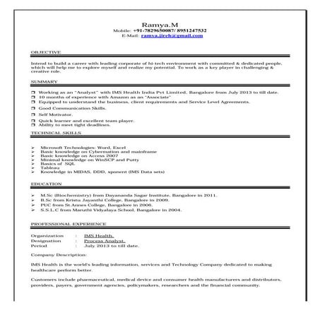 Ramya. M Resume | PDF | Technology & Computing
