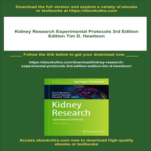 Kidney Research Experimental Protocols 3rd Edition Edition Tim D ...