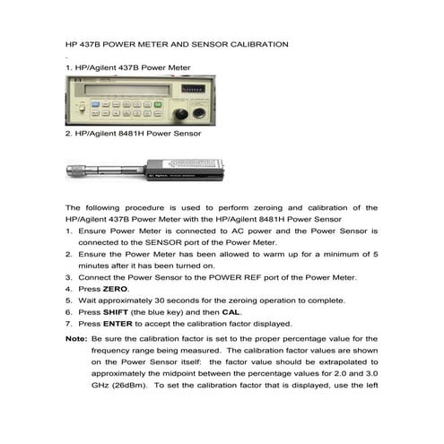 437 b powermeter and sensor calibration procedure | DOC