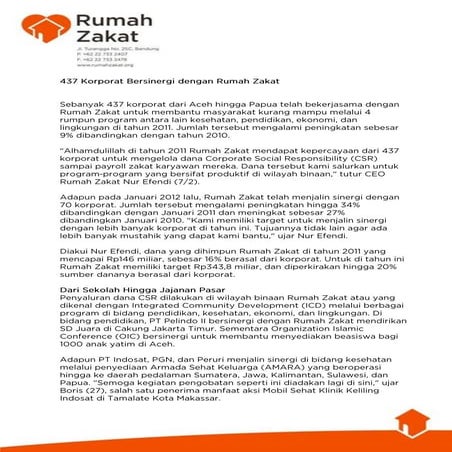 437 perusahaan bersinergi dengan rumah zakat | PDF