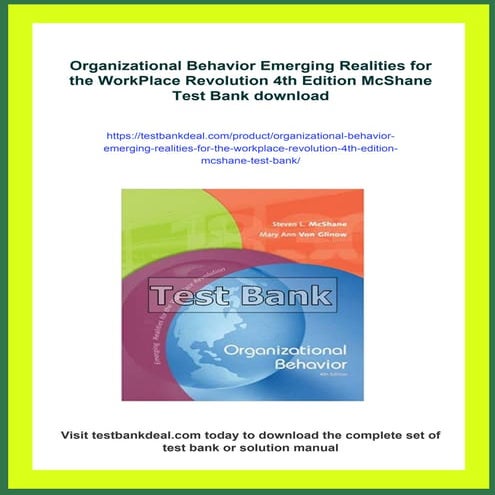 Organizational Behavior Emerging Realities for the WorkPlace Revolution ...