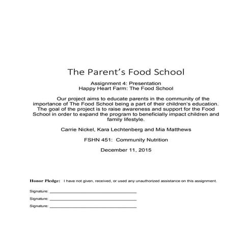 Community Nutrition final project | PDF