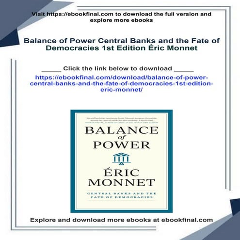 Balance of Power Central Banks and the Fate of Democracies 1st Edition Éric Monnet | PDF