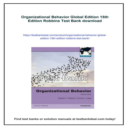 Organizational Behavior Global Edition 15th Edition Robbins Test Bank | PDF