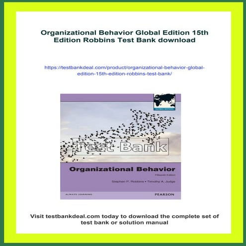 Organizational Behavior Global Edition 15th Edition Robbins Test Bank | PDF