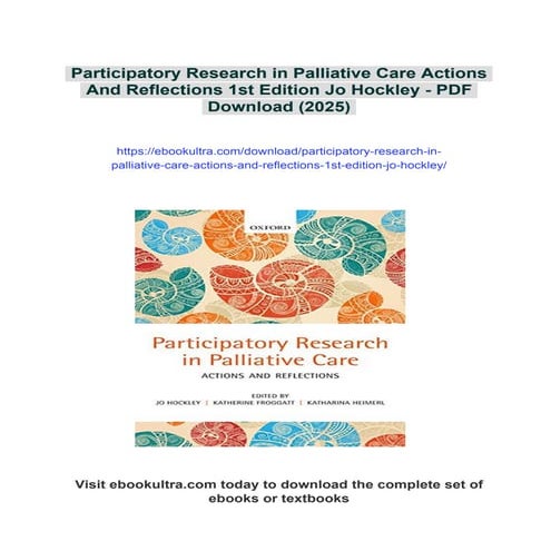 Participatory Research in Palliative Care Actions And Reflections 1st ...