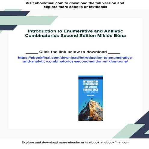Introduction to Enumerative and Analytic Combinatorics Second Edition Miklós Bóna | PDF