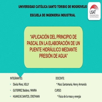 Puente hidráulico- Principio de Pascal | DOCX