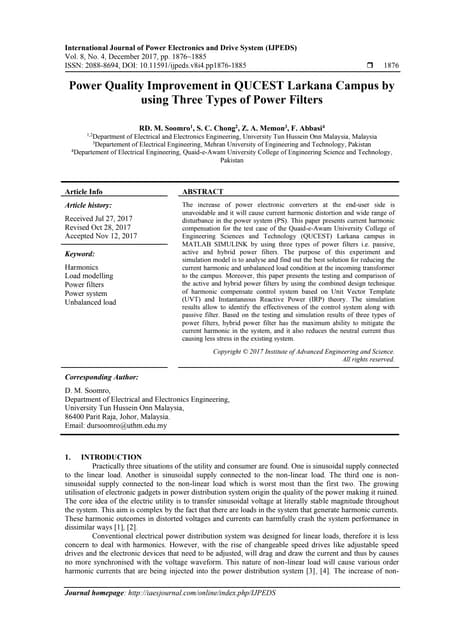 ANALYSIS AND SIMULATION OF HARMONICS FOR VARIOUS RESIDENTIAL LOADS USING SIMULINK | PDF