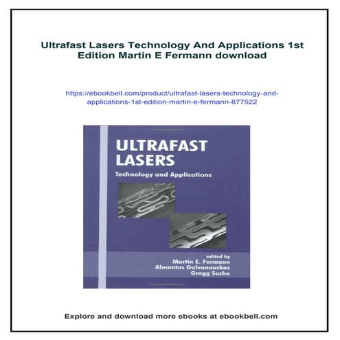 Ultrafast Lasers Technology And Applications 1st Edition Martin E ...