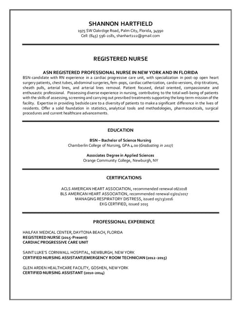 FNP CCRN ICU Medical Resume CV