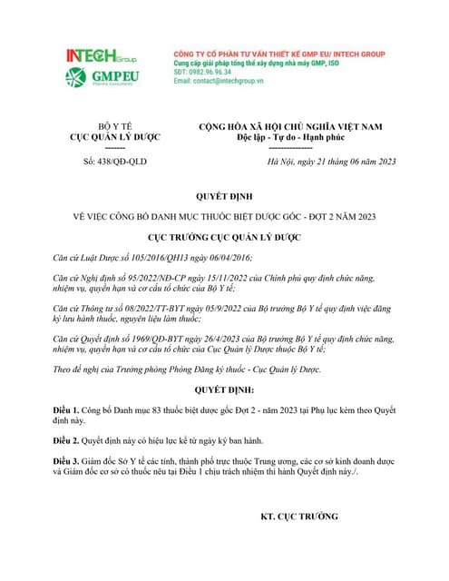 GMP EU annex 2 | PDF