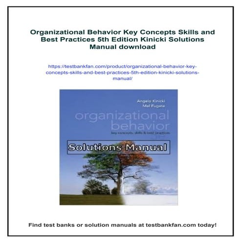 Organizational Behavior Key Concepts Skills and Best Practices 5th Edition Kinicki Solutions ...