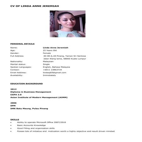 CV - Linda Anne Jeremiah.doc 2 | DOC