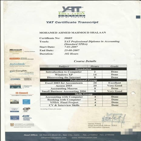 yat certification comp | PDF