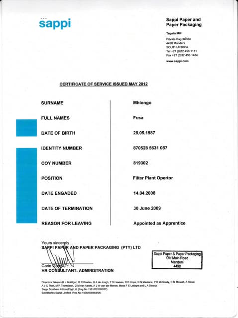 TRADE TEST CERT | PDF