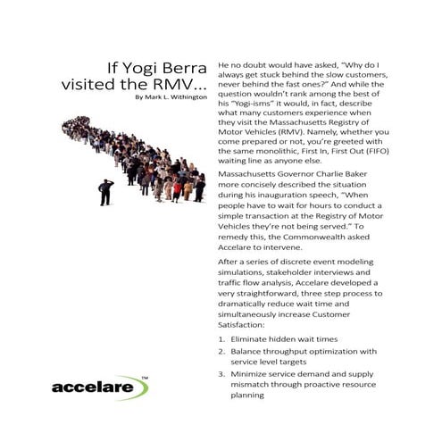 Accelare Case Study - If Yogi Berra Visited the RMV | PDF