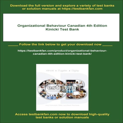 Organizational Behaviour Canadian 4th Edition Kinicki Test Bank | PDF