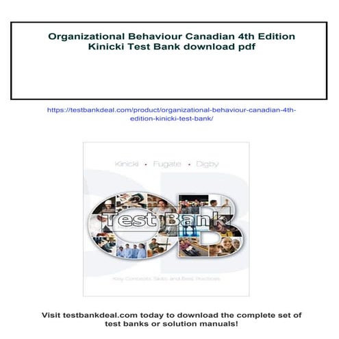 Organizational Behaviour Canadian 4th Edition Kinicki Test Bank | PDF