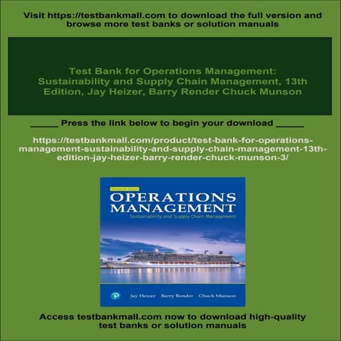 Test Bank for Operations Management: Sustainability and Supply Chain ...