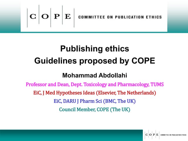 Role of COPE in Research Ethics.pptx
