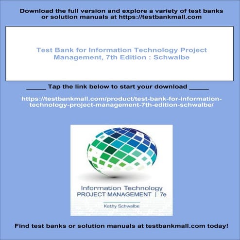 Test Bank for Information Technology Project Management, 7th Edition ...