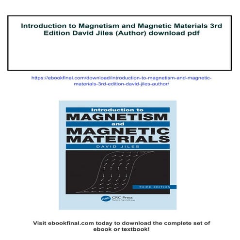 Introduction to Magnetism and Magnetic Materials 3rd Edition David ...
